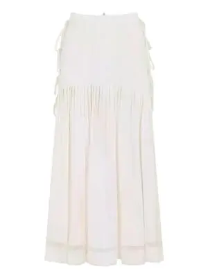 Rabanne Lace Side Bow Midi Skirt Neutrals
