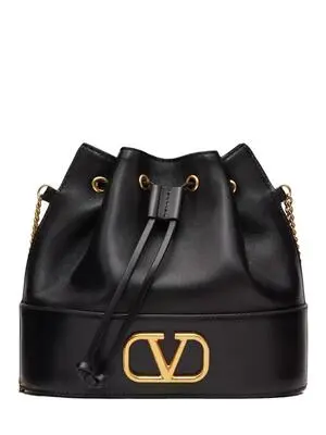 Valentino Garavani Mini Vlogo Signature Bucket Bag In Nappa Leather - Black