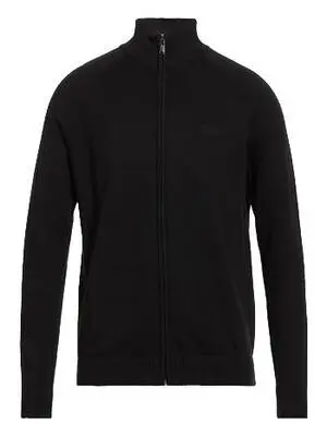 FERRE' FERRE Cotton Zipper Cardigan With Embroidered Logo Black