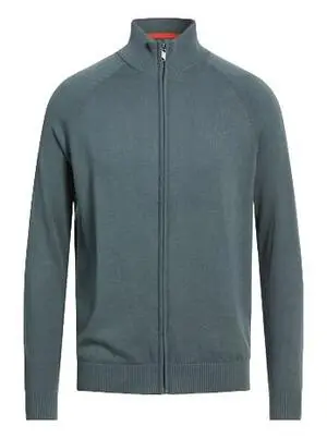 FERRE' FERRE Cotton Zipper Cardigan With Embroidered Logo Blue