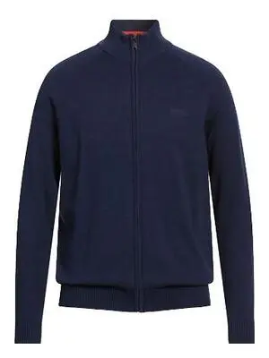 FERRE' FERRE Cotton Zipper Cardigan With Embroidered Logo Navy