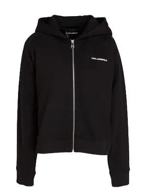 Karl Lagerfeld Zip-up Hooded Sweatshirt - Black