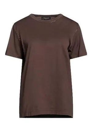 Fabiana Filippi Fabiana Filippi Charcoal Cotton Jersey T-shirt With Ecobrass Embellishments Brown