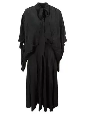 Balenciaga Crinkled-effect Scarf-collar Midi Dress - Black