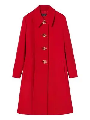 Gucci Wool Coat With Double G Buttons - Red
