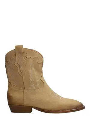GISEL MOIRE Malawi Desert Suede Texan Ankle Boots - Neutrals