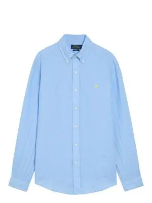 Polo Ralph Lauren Logo-embroidered Linen Shirt Blue