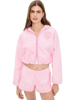 LoveShackFancy Kariana Gingham Check Hoodie - Tickled Pink