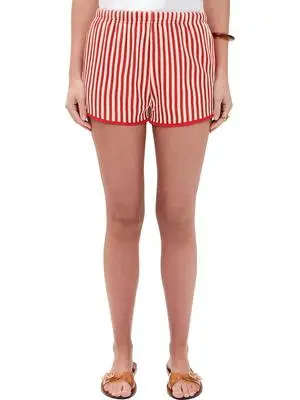 BAILEY ROSE Striped Knit Shorts - Chili