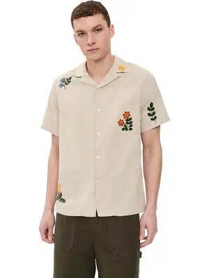 Portuguese Flannel Spring Embroidery Camp Shirt - Raw