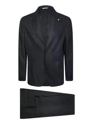 MANUEL RITZ Linen Single-breasted Suit - Blue