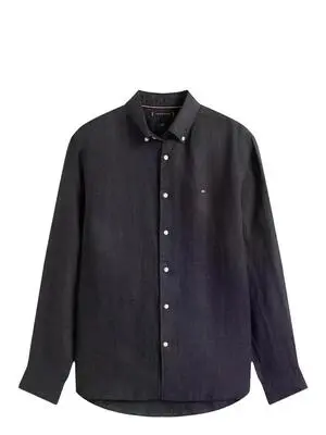 Tommy Hilfiger Washed Effect Embroidered-logo Shirt Black