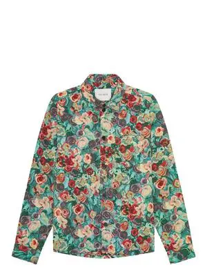 LES DEUX Floral-print Shirt Jacket - Blue