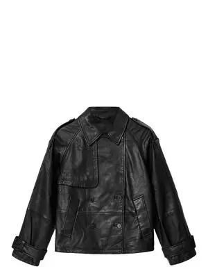 ALLSAINTS Leather Reya Mackintosh Jacket - Black