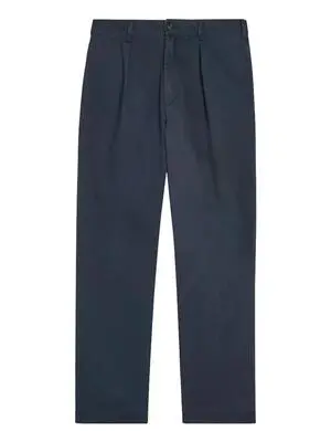 DRAKE'S Herringbone Pleat Trousers - Blue