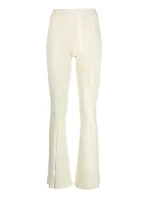 AERON Ribbed-knit Flared Trousers - Neutrals
