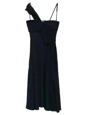 Viktor & Rolf Bow Draped Flared Midi Dress - Blue