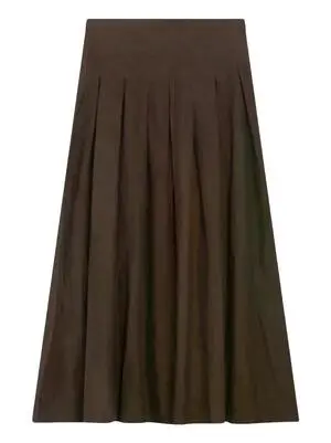 PT TORINO Knife-pleat High-waisted Midi Skirt - Brown
