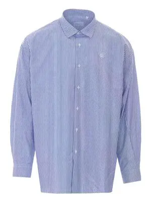 FAMILY FIRST Striped Heart-embroidered Shirt - Blue
