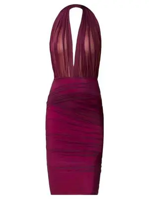 AMAZUIN Tamie Halterneck Draped Midi Dress - Pink