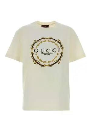 Gucci Graphic-print Cotton T-shirt - Neutrals