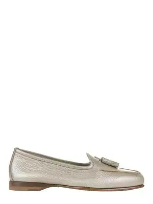 Santoni Tassel-detail Metallic Leather Loafers - Silver