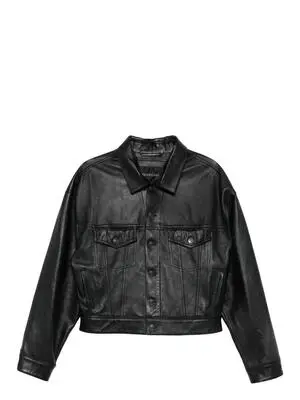 Balenciaga Leather Shirt Jacket - Black