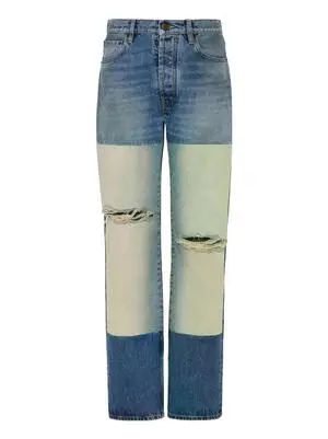 MAISON MARGIELA Distressed Patchwork Denim Jeans - Blue