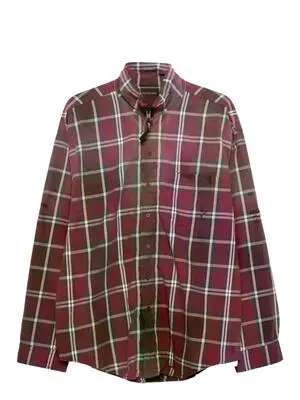 Balenciaga Zip-up Tartan Shirt - Red