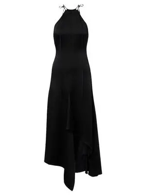 Victoria Beckham Asymmetric Crêpe Satin Midi Dress - Black