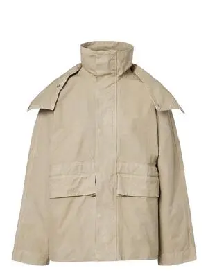 Victoria Beckham Hooded Cotton Canvas Jacket - Grey