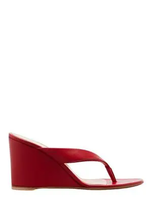 GIANVITO ROSSI Leather Wedge Thong Sandals - Red