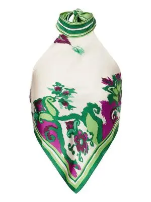 Poupette St Barth Guilia Printed Halterneck Top - Green