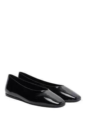 Prada Leather Ballet Flats - Black