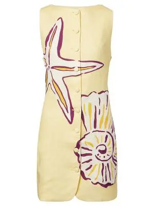 CALA DE LA CRUZ Rhoda Printed Linen Minidress Yellow