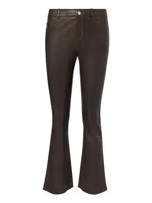 Stouls Dean 22 Leather Flared Pants Brown