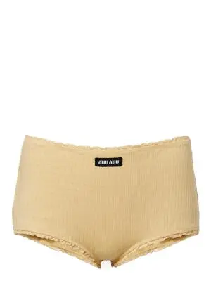 Miu Miu Pointelle Cotton Micro Shorts - Yellow