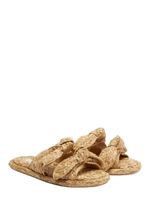 Zimmermann Carousel Raffia Espadrille Slides Beige