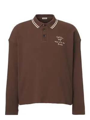 BODE Geneva Waffle-knit Cotton Polo Sweater - Brown
