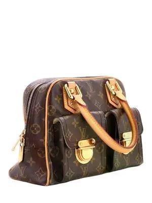 LOUIS VUITTON Manhattan Handbag Monogram Canvas Pm Satchel - Brown