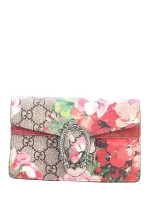 Gucci Dionysus Blooms Print Gg Coated Canvas Super Mini Crossbody Bag - Brown