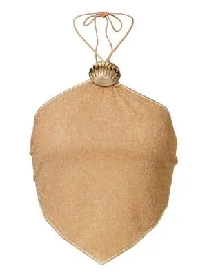 Oseree Lumiere Halterneck Crop Top - Gold