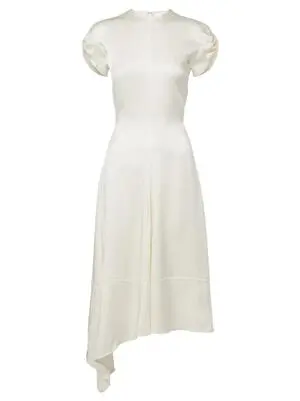 Victoria Beckham Asymmetric Crepe Satin Midi Dress - White