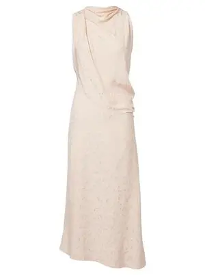 Victoria Beckham Asymmetric Draped Floral Satin Midi Dress - Pink