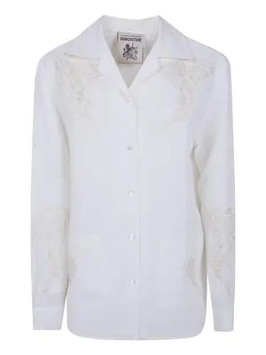 SEMICOUTURE Embroidered Linen Blend Jacket - White