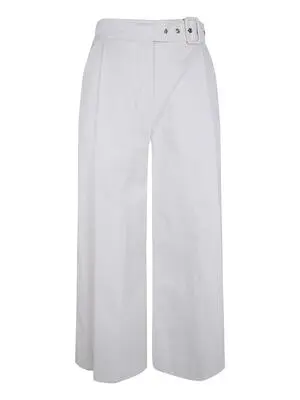 TWINSET Wide Leg Belted Trousers - White