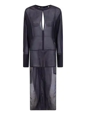 DARKPARK Marine Keyhole Neckline Voile Shirt - Black