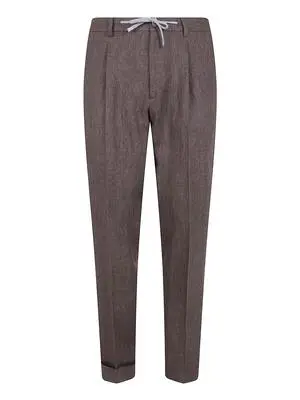 BARBA NAPOLI Roma Linen Chino Trousers - Brown