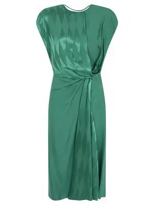 Versace Cocktail Dress In Silk Viscose Jacquard - Green