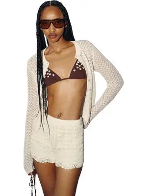 REFORMATION Donya Cotton Crochet Shorts - Ivory